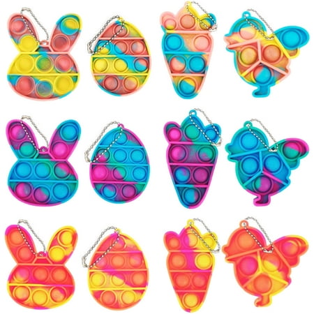 12 Pack Colorful Mini Easter Pop Fidget Toys Simple Silicone Fidget Toy ...