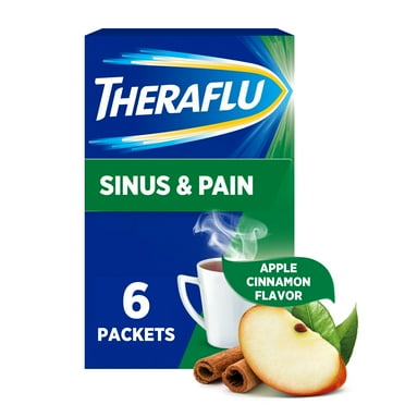Theraflu Cold, Flu and Sore Throat Relief Powder, Apple Cinnamon, 6 ...