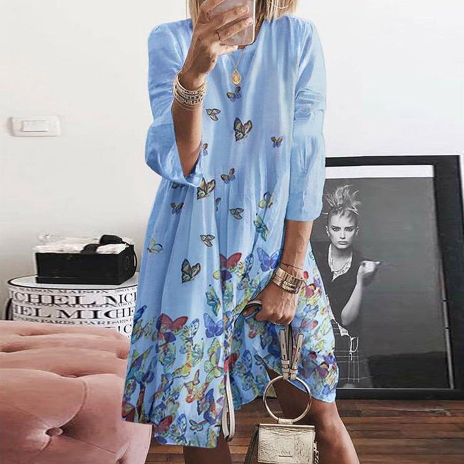 Tking Fashion Womens 2023 Summer Casual Plus Size Printed Loose A Line