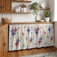 Colorful Stars Cabinet Curtains 32" W x 55" L Vintage Purple Yellow Red ...