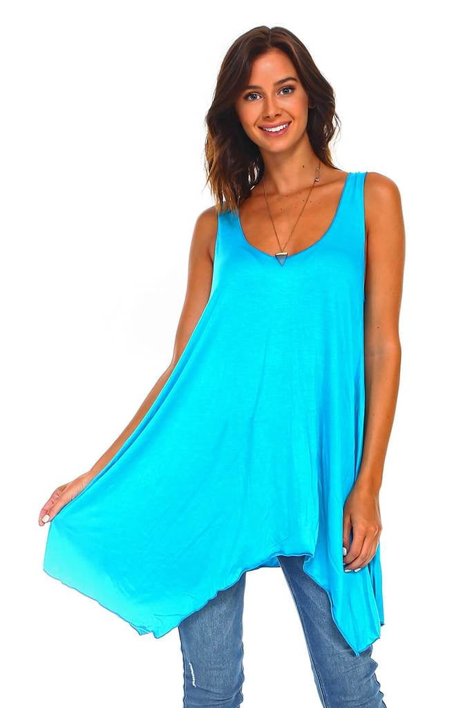 Simplicitie Women's Sleeveless Swing Flare Tunic Dress Tank Top ...