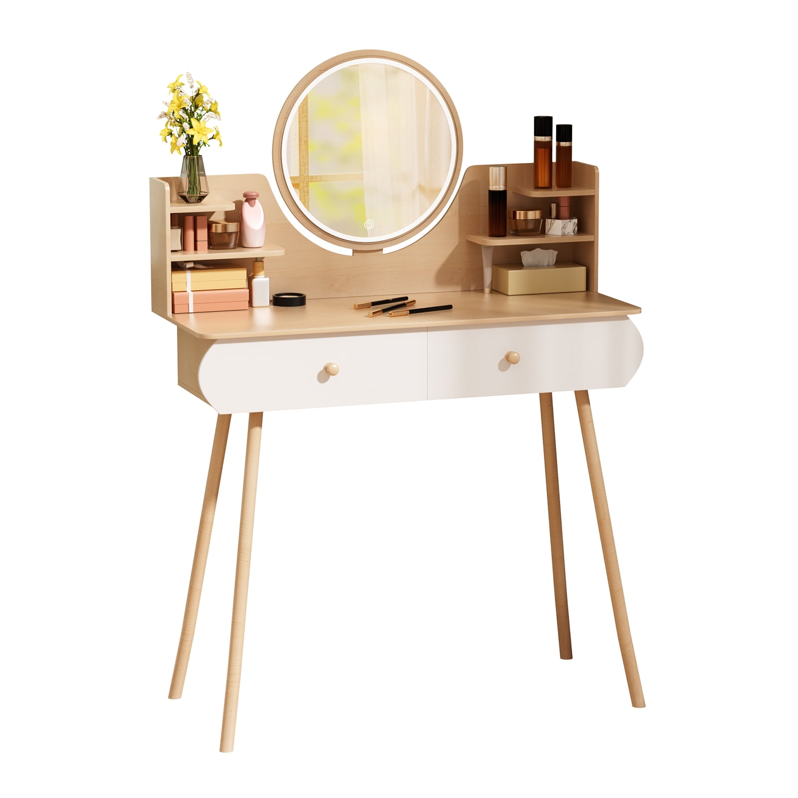 Click here for Musbetu Led Vanity Desk With 2 Drawers 3 Brightnes... prices
