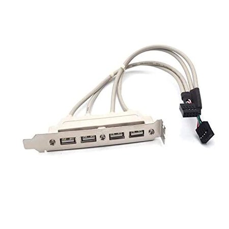 4 Ports USB 2.0 Port Slot Plate Adapter Panel Cable Female Screw to Motherboard 9pin Header ...
