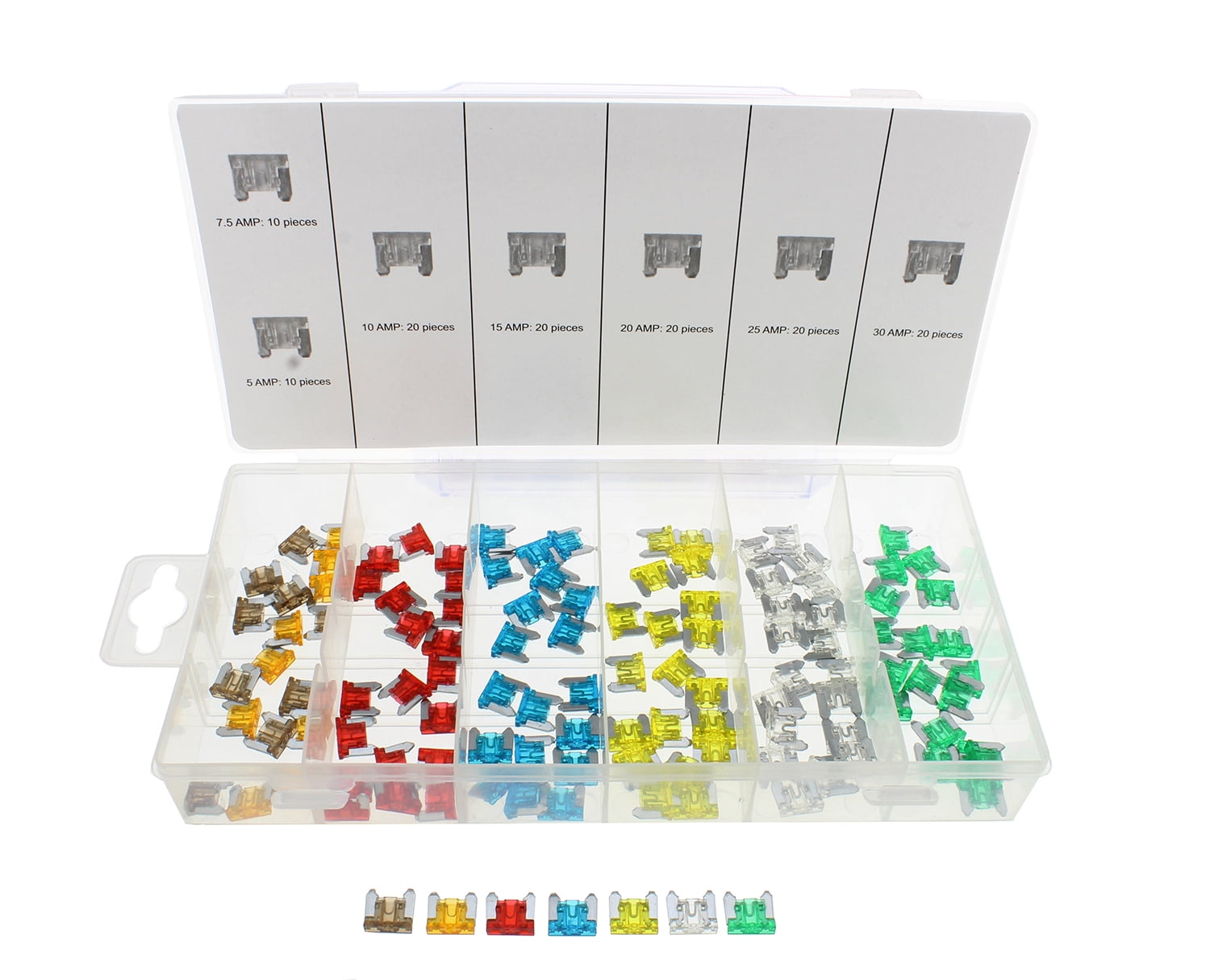 ABN 120-Piece Low Profile Mini Blade Fuse Assortment 5 7.5 10 15 20 25 ...