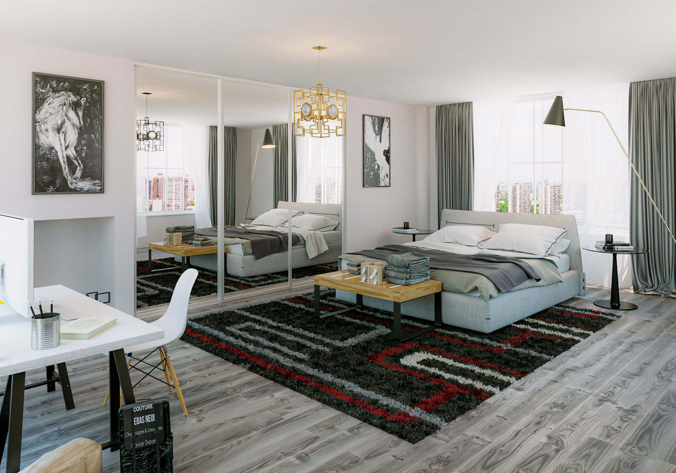 Mirror Sliding Glass Closet Doors 3 Panels By Doors22 - Walmart.com