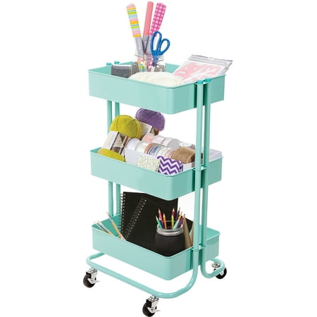 3-Tier Metal Rolling Cart-Mint | Walmart Canada