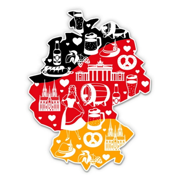 German Elements Map Flag Germany Deutschland - 12" Vinyl Sticker ...