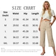 Cotton Linen Capri Pants for Women High Waisted Wide Leg Pants Elastic ...