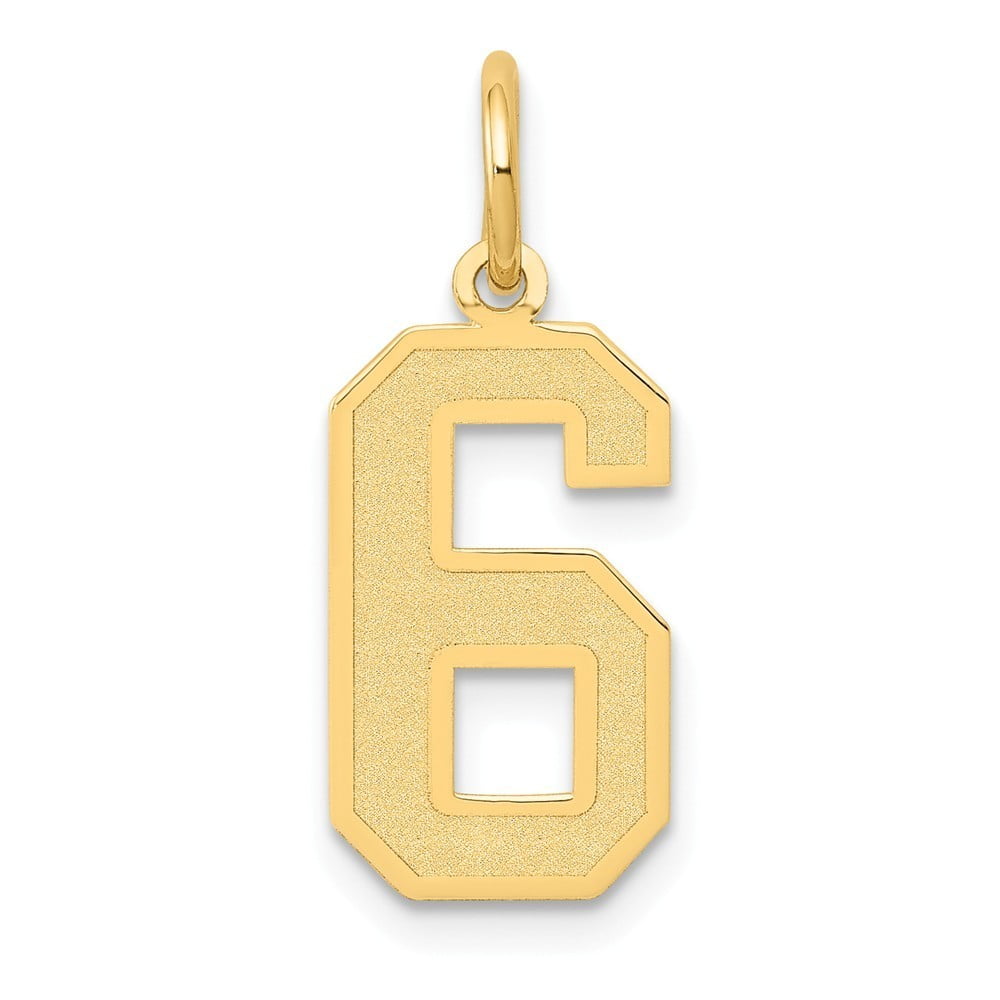 JewelryWeb - 14k Yellow Gold Medium Satin Number 6 Charm - .8 Grams ...