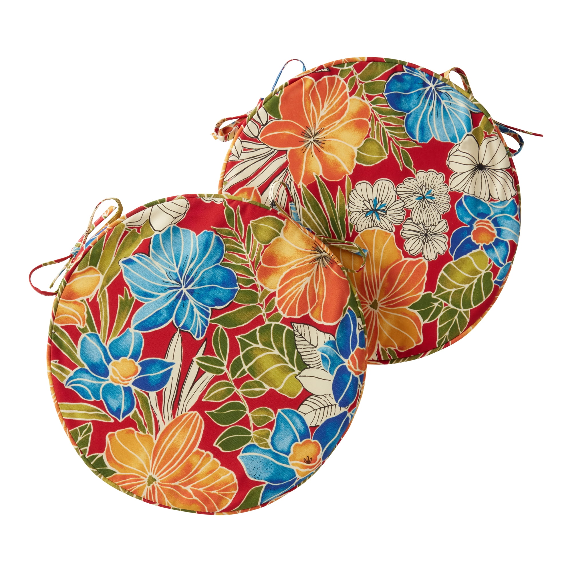 Greendale Home Fashions 18" x 18" Aloha Red Round Outdoor Chair Pad ...