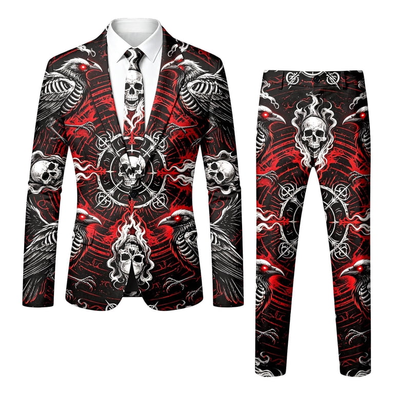 uikmnh Men's Demon Gothic Suit Blazer and Pants, Slim Fit 2 Piece ...