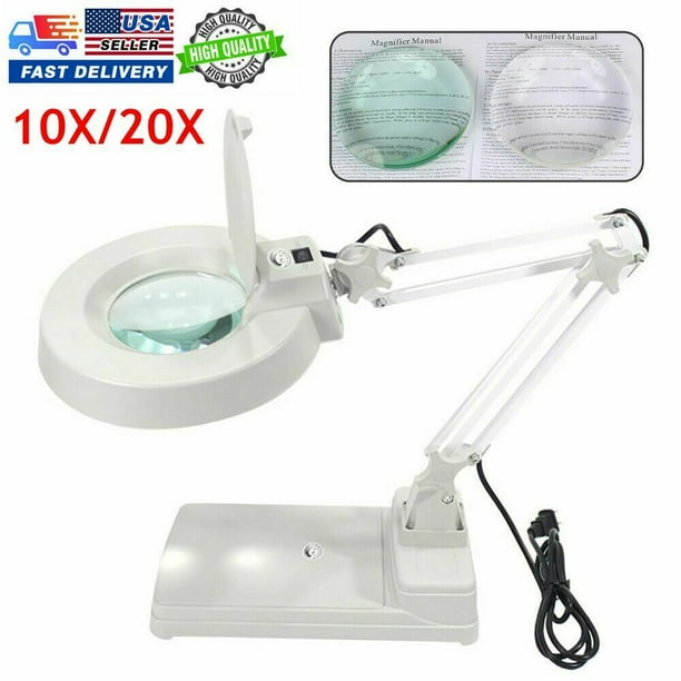 Magnifier LED Lamp Magnifying Glass Lens Desk Table Workbench ...