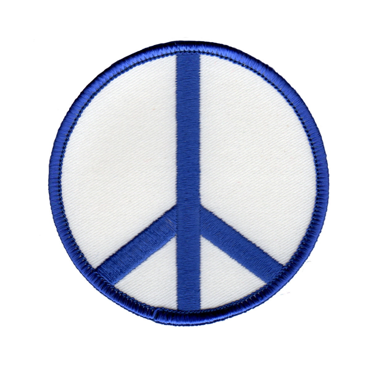 Large Peace Sign Blue on White Patch Hippie Symbol Embroidered Iron On ...