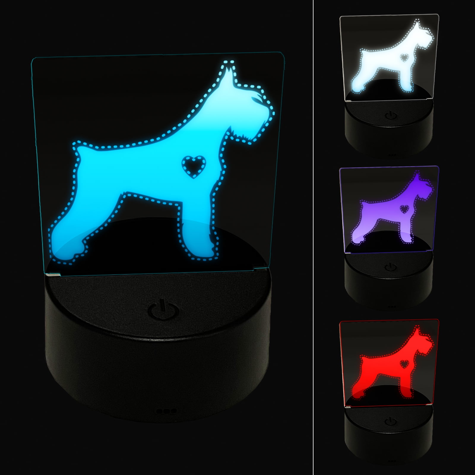 Giant Schnauzer Dog with Heart LED Night Light Sign 3D Illusion Desk ...