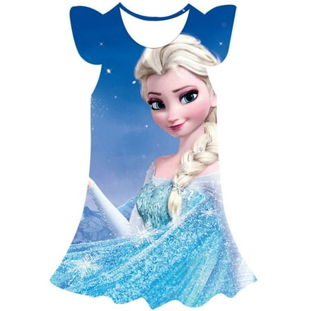 Disney Frozen Elsa Princesse Robe 3D Imprimer Filles Robe D'été Frozen ...