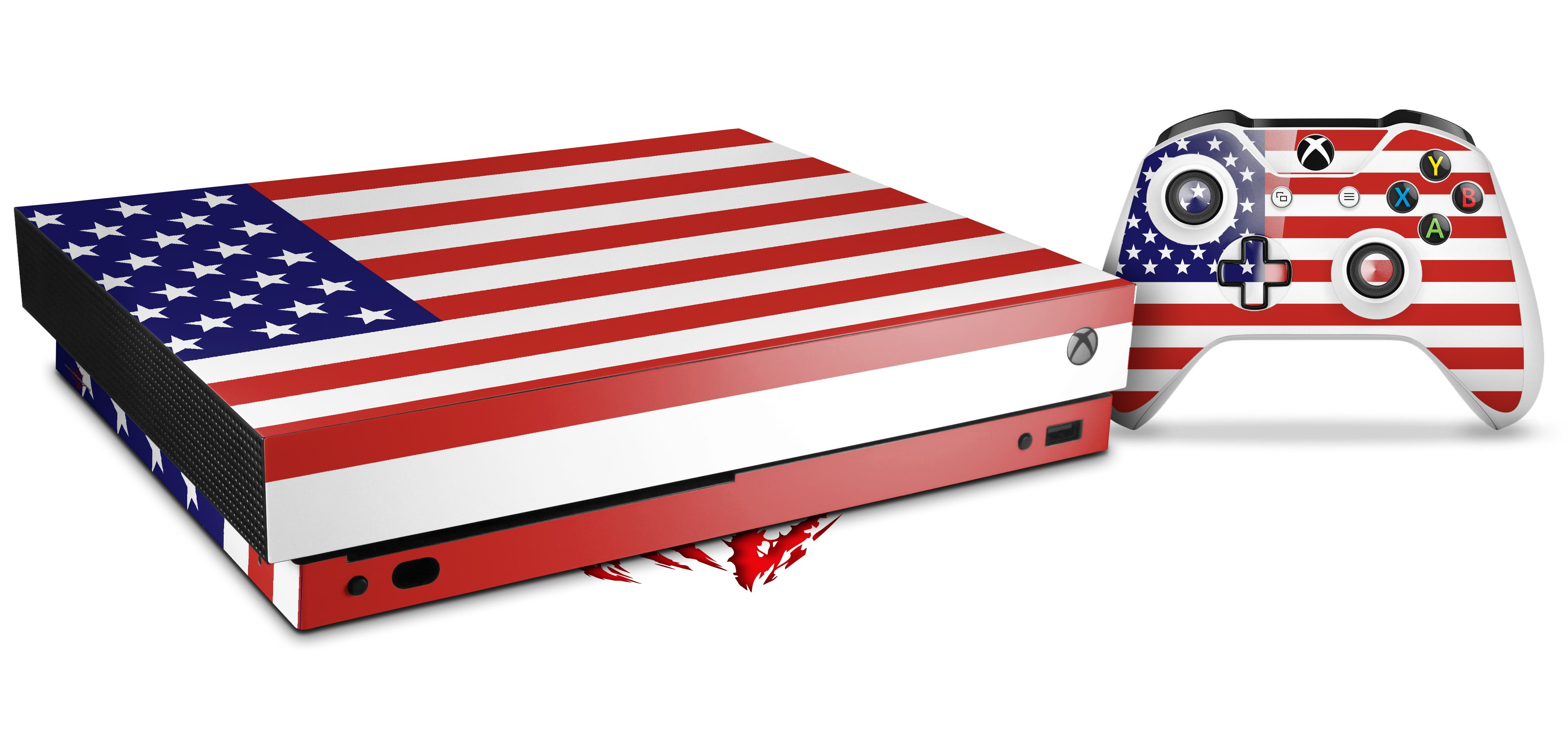Skin Wrap for XBOX One X Console and Controller USA American Flag 01 ...