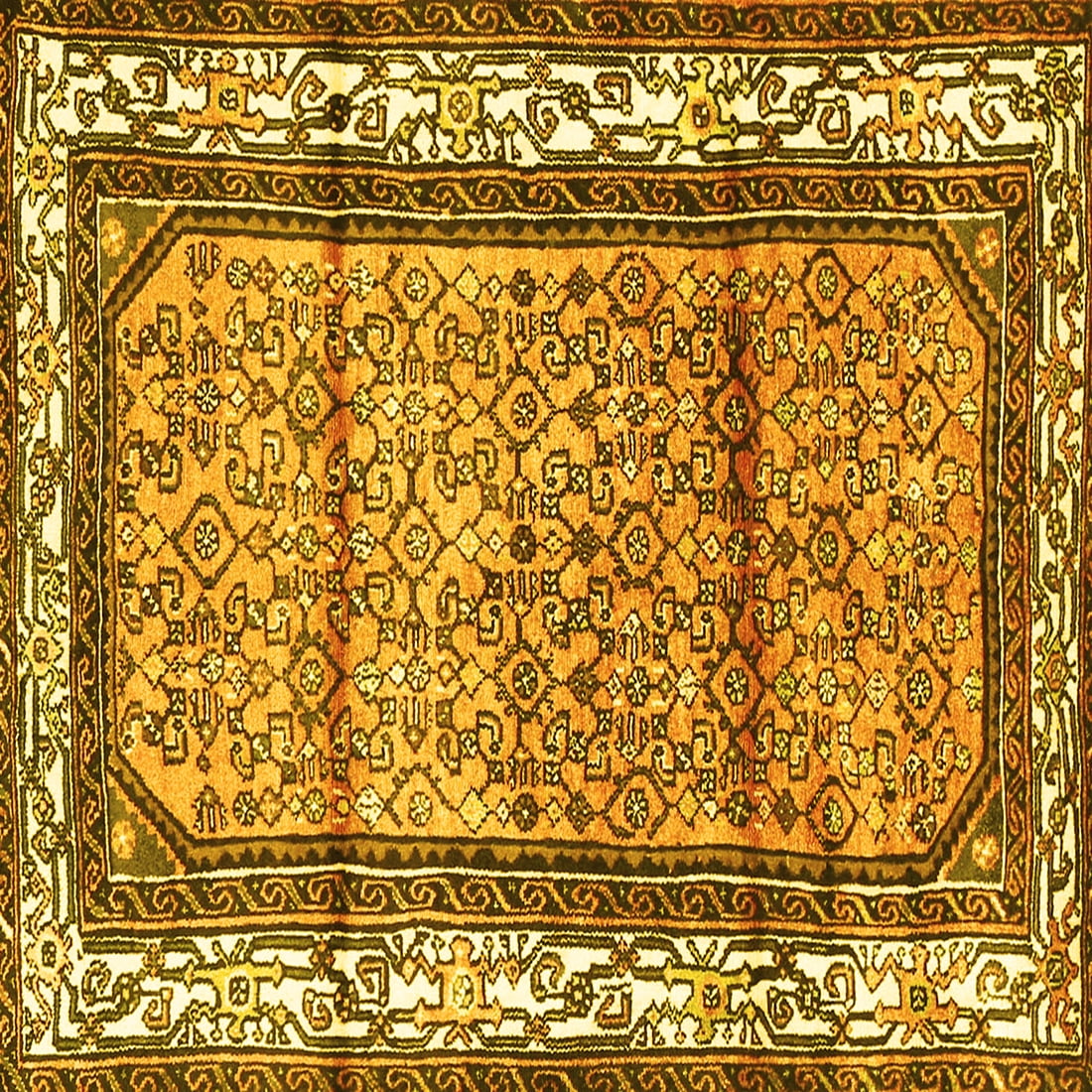 Ahgly Company Indoor Square Persian Yellow Traditional Area Rugs, 6 ...