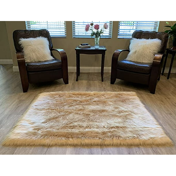 Lambzy area rug fur shag faux sheepskin Rectangular fluffy floor rugs ...