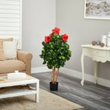 Nearly Natural 48" Hibiscus Artificial Tree in Green and Red - Walmart.com