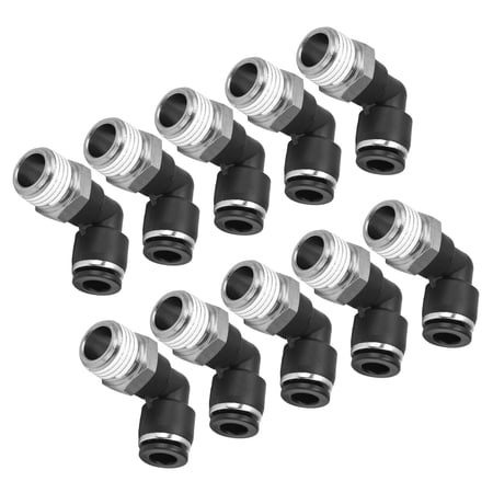10Pcs Pneumatic Connectors L Shape Right Angle External Thread Quick ...