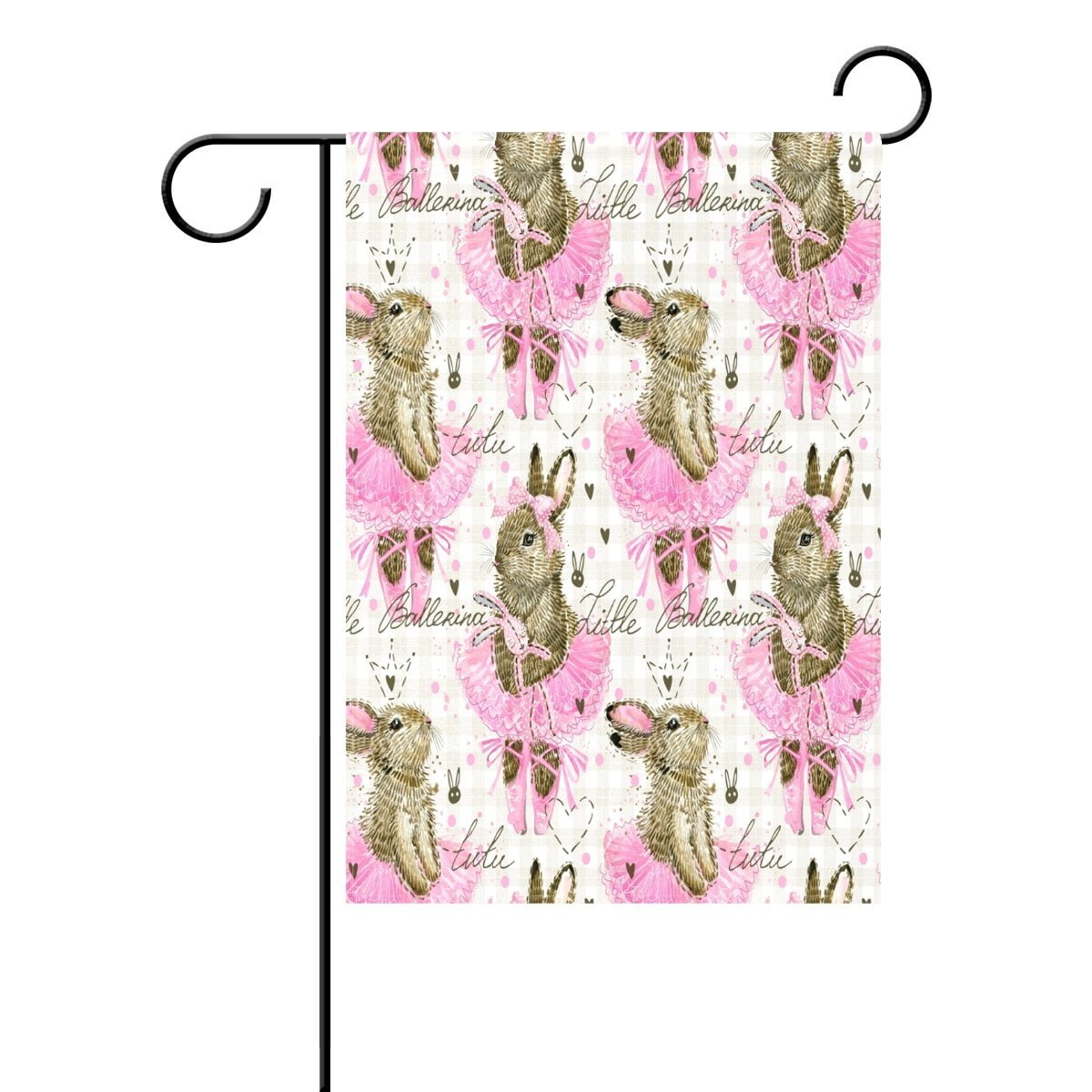 POPCreation Watercolor Bunny Rabbit Love Heart Garden Flag Plaid ...