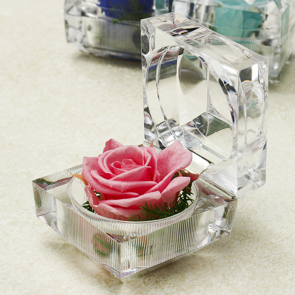 5 Colors Valentine's Gift Preserved Fresh Flower Ring Box with Eternal ...