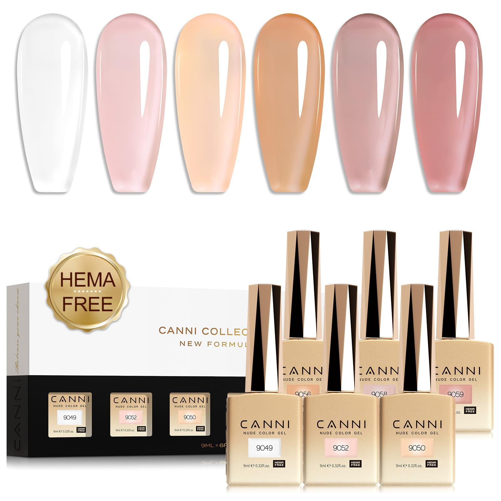 Set de esmaltes de uñas CANNI Jelly Gel, 6 colores, 9 ml, blanco ...