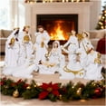 Nativity Set for Christmas 12 count White Manger Scene Holy Family ...