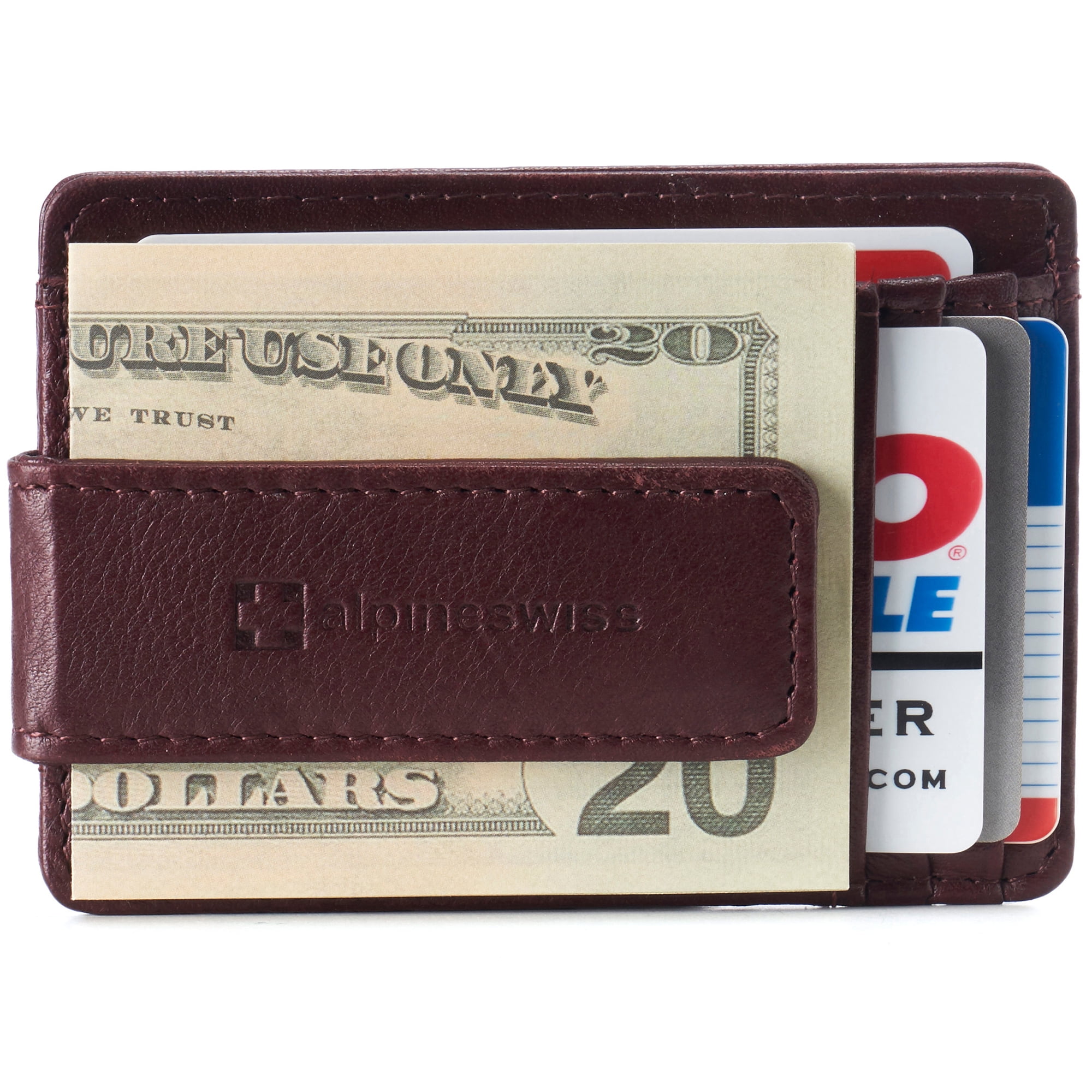 Alpine Swiss Mens RFID Safe Magnetic Money Clip Wallet Slim Front ...