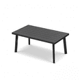 35 in Patio Rectangle Coffee Table with Wood Grain Texture, Black ...