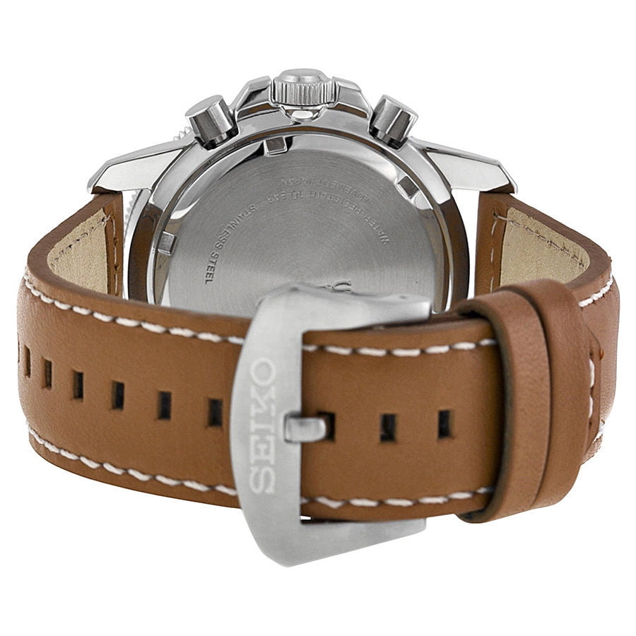 Buy Seiko Men's SSC081 Solar Chronograph Black Dial Brown Leather Band ...