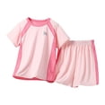 AHTJRT 2 Piece Workout Sets for Girls Color Block Short Sleeve T Shirt ...