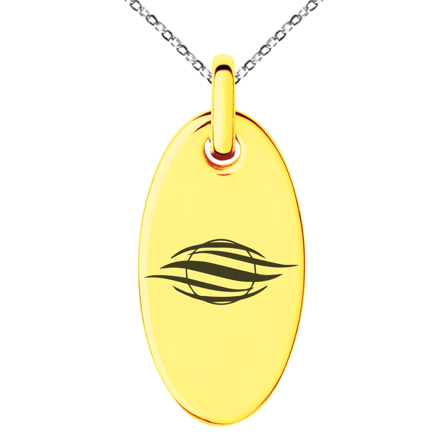 Stainless Steel Elemental Air Nation Engraved Small Oval Charm Pendant ...