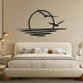 Sunrise Metal Wall Art, Sun and Seagulls Wall Decor, Black Abstract ...