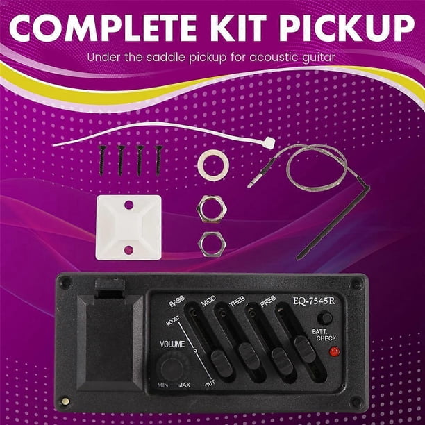 Complete Kit EQ Pre-Amp plus Pickup for Acoustic Guitar 7545R-4 Bands ...