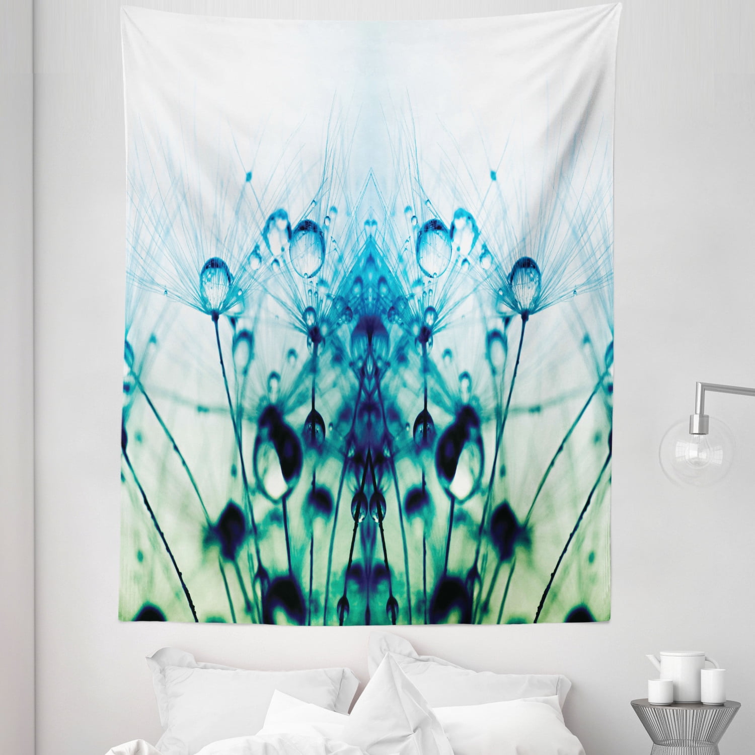 Aqua Tapestry, Dandelion with Floral Leaves Oracle Flower and Mystic ...