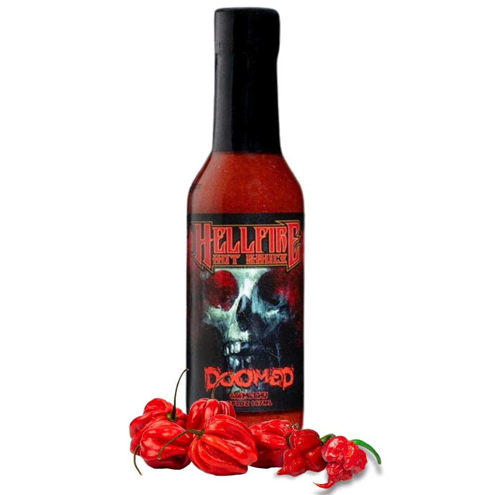 Hellfire Doomed Hot Sauce, Hottest Sauce in the World, Spiked with 6.66 ...