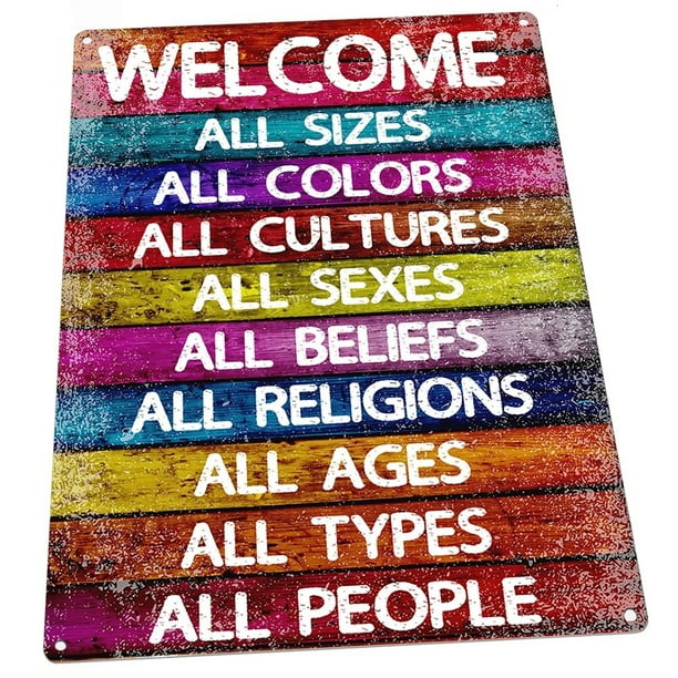All Welcome 9"x12" Metal Sign, Wall Decor for Office or Meeting Room ...