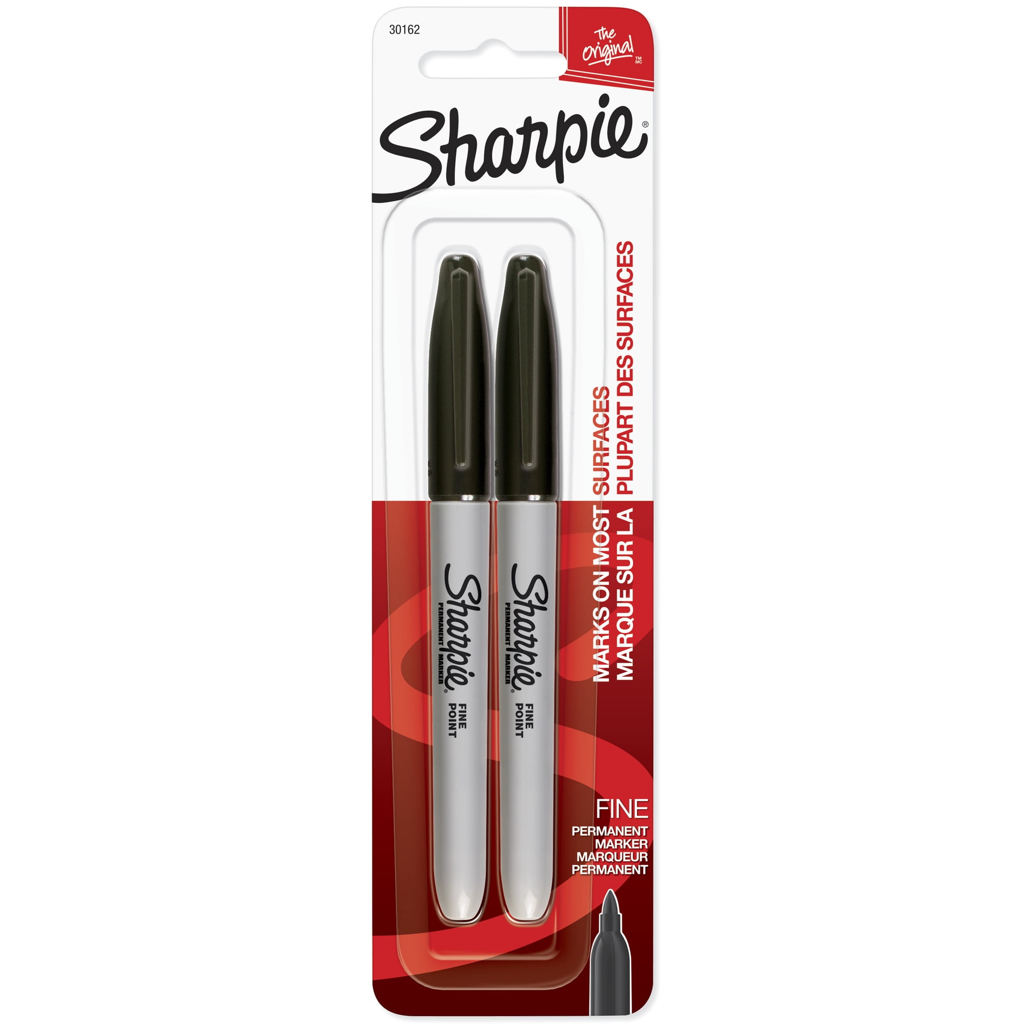 Sharpie Permanent Markers  Fine Point  Black  2 Count