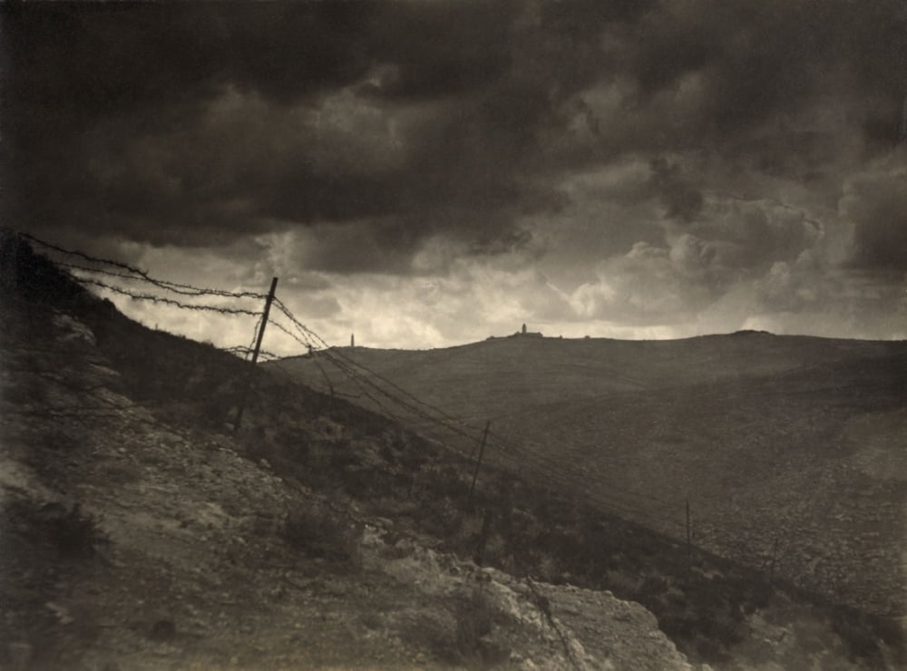 Ominous Landscape With Barbed Wire Near Jerusalem And The Mount Of ...
