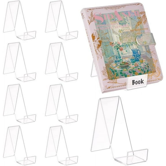 6 PCS Acrylic Book Stand with Ledge, Clear Acrylic Display Easel ...