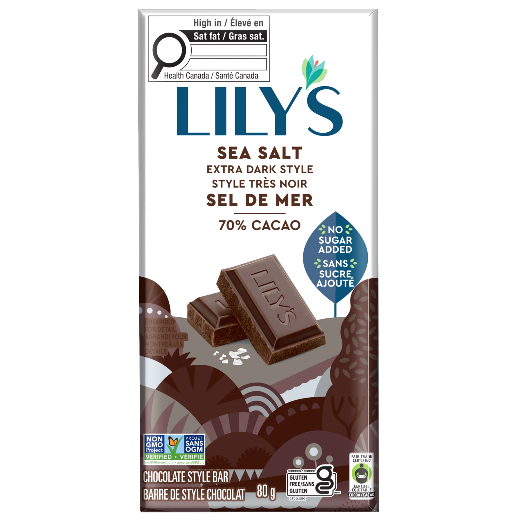 Click here for Lilys Sea Salt Extra Dark Chocolate Style Bar 80g... prices