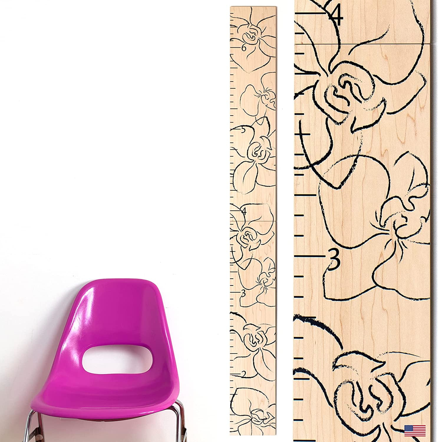 Headwaters Studio | Orchid Flower Growth Chart for Girls Wooden Height ...