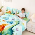 Aikeke Watercolor Dinosaur Bed Sheets 4-Piece, Cartoon Jungle Animal ...