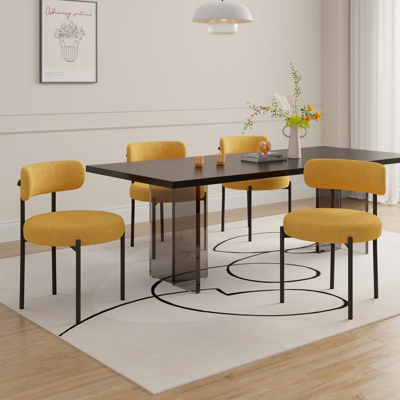 Click here for Hawsaiy Dining Chairs Set Of 4  Round Boucle Dinin... prices