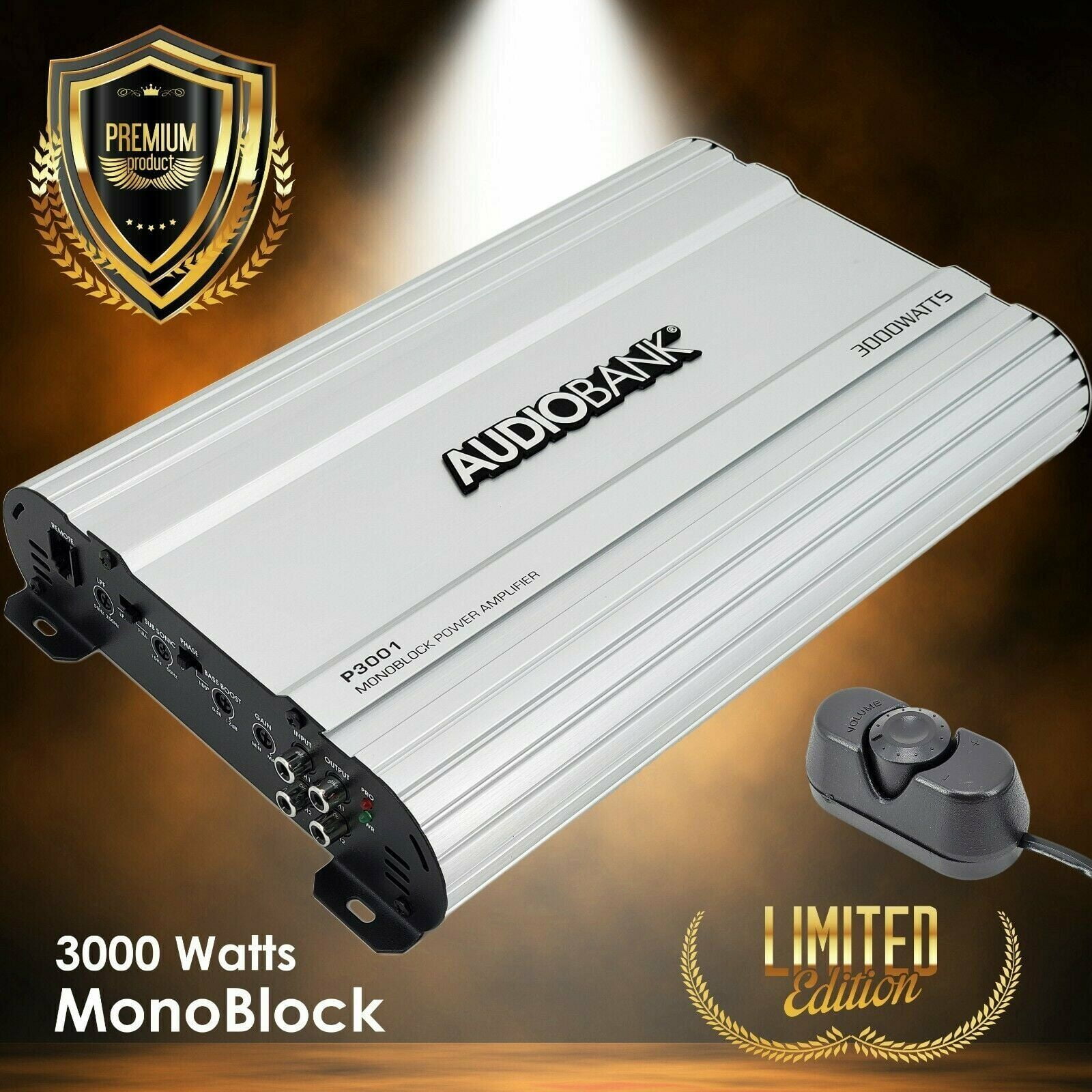 Audiobank Monoblock 3000 WATTS Amp Class D AmP Car Audio Stereo Amplifier P3001 Bundle - Walmart.com