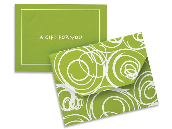 Pack Of 12, Solid Leaf Green Swirls Fold Over Gift Card Holder 4-1/2 X ...