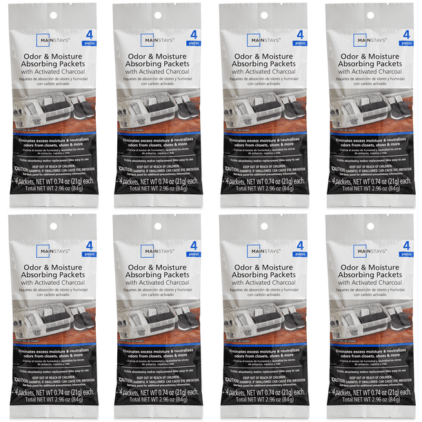 Mainstays Moisture Odor Absorbing Packets with Activated Charcoal, 32 ...