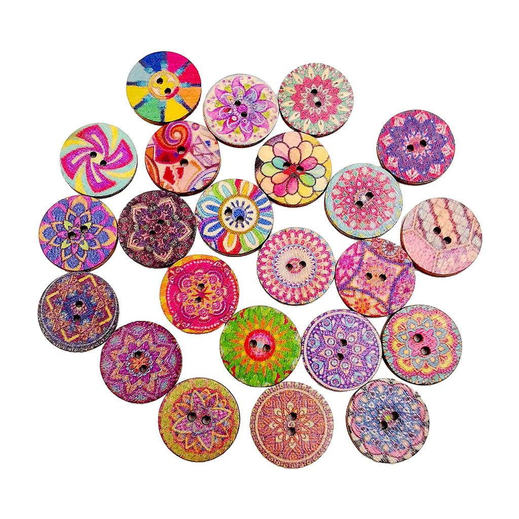 100 PCS Assorted Bulk Buttons Mixed Colors Wooden Buttons Flatback for ...