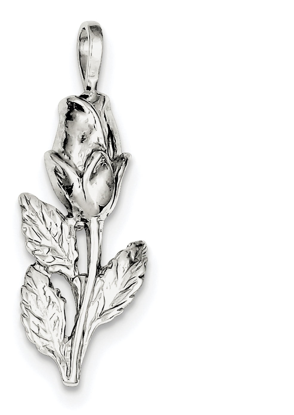 Sterling Silver Rose Bud Pendant (36 X 14) Made In United States qc1073 ...